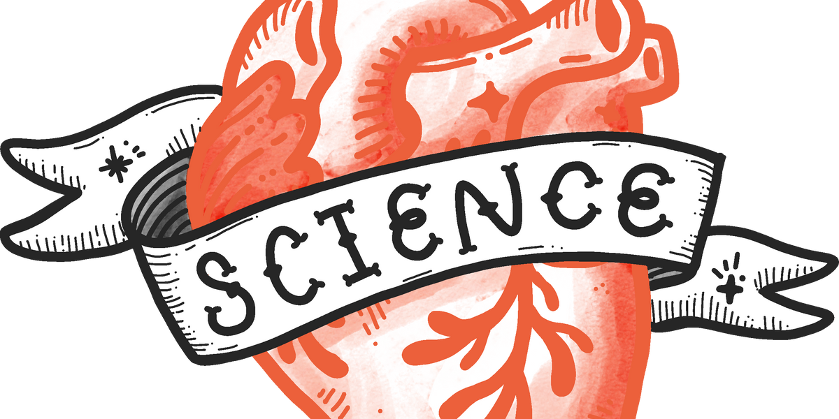 Science Heart Sticker — Two Photon