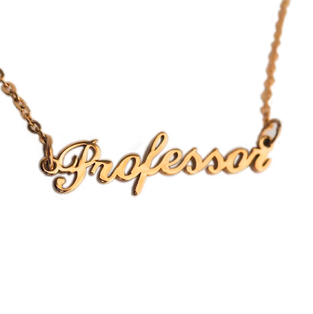 Professor Nameplate Necklace - Gold — Two Photon